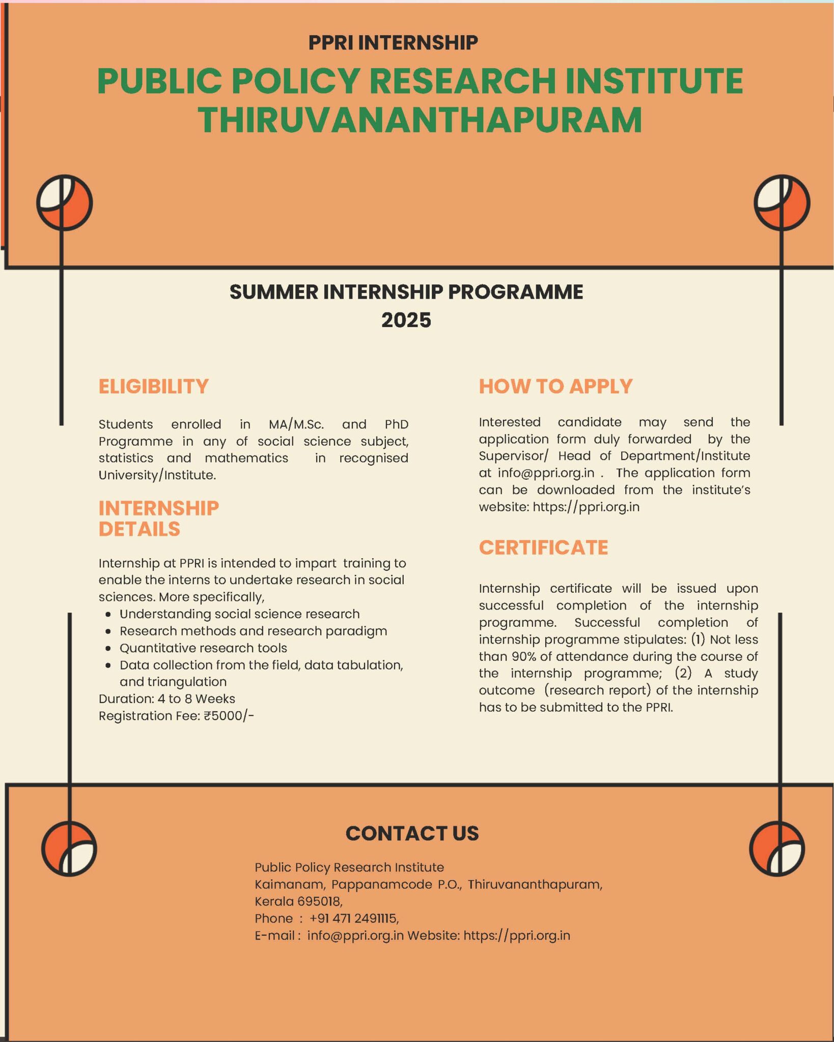 SUMMER INTERNSHIP PROGRAMME – 2025 – Public Policy Research Institute ...
